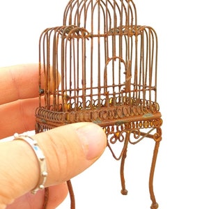 Rusty Bird Cage + 2 Birds - Cage Measures 5.8x3.0 X 12 Cm (L W H)- 5 ...