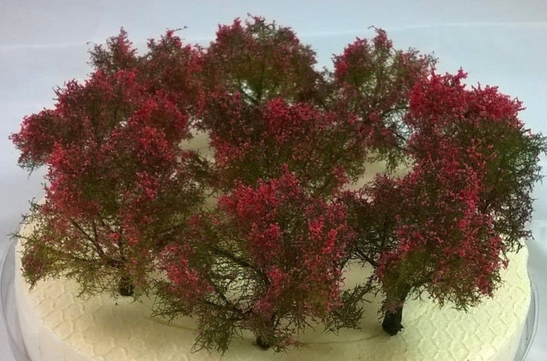 Bushes With Red Flowers or Mini Trees -10pcs – Ht. 4.5 Cm ROZA - Etsy