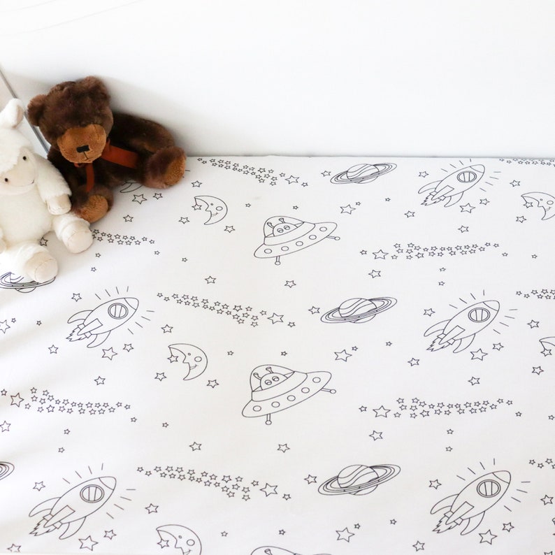 Outer Space - Pack of 1 Organic Baby Crib Fitted Sheet (B&W) - Etsy