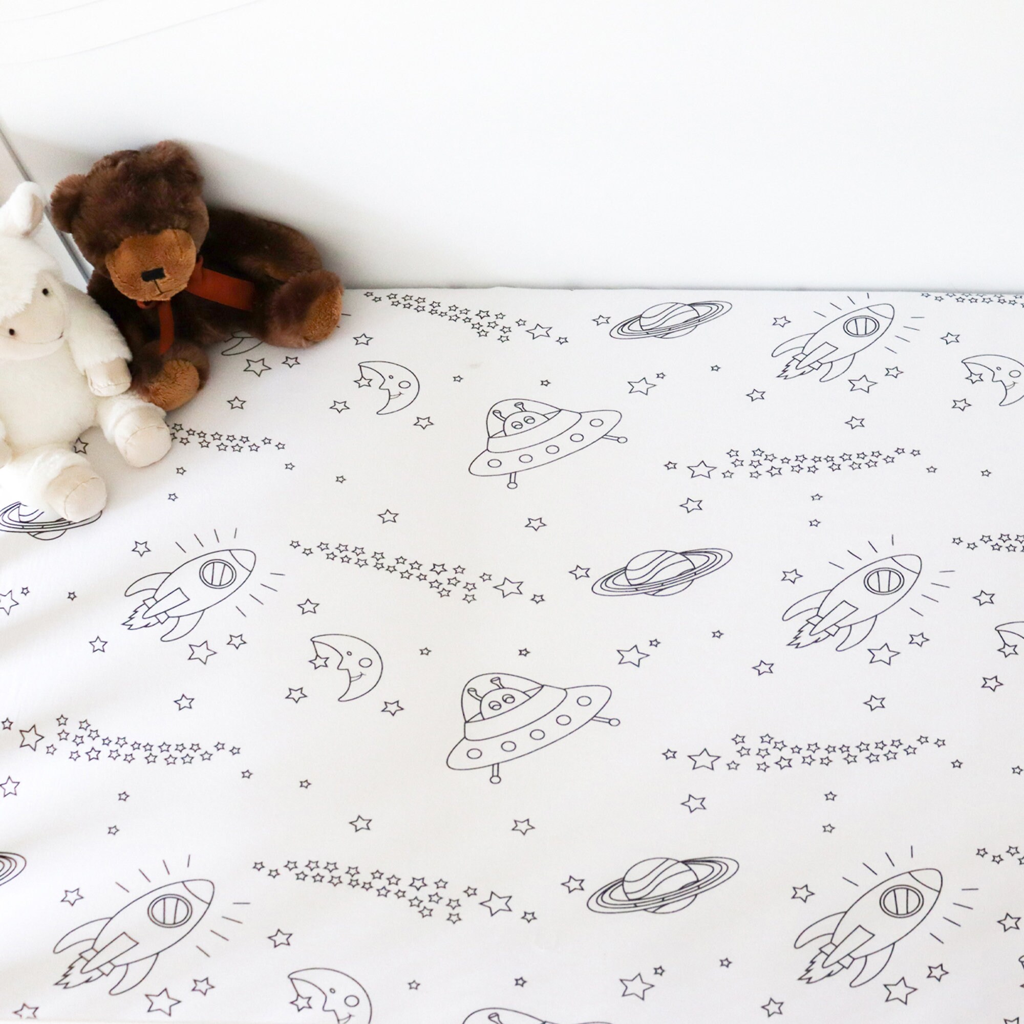 Outer Space - Pack of 1 Organic Baby Crib Fitted Sheet (B&W) - Etsy