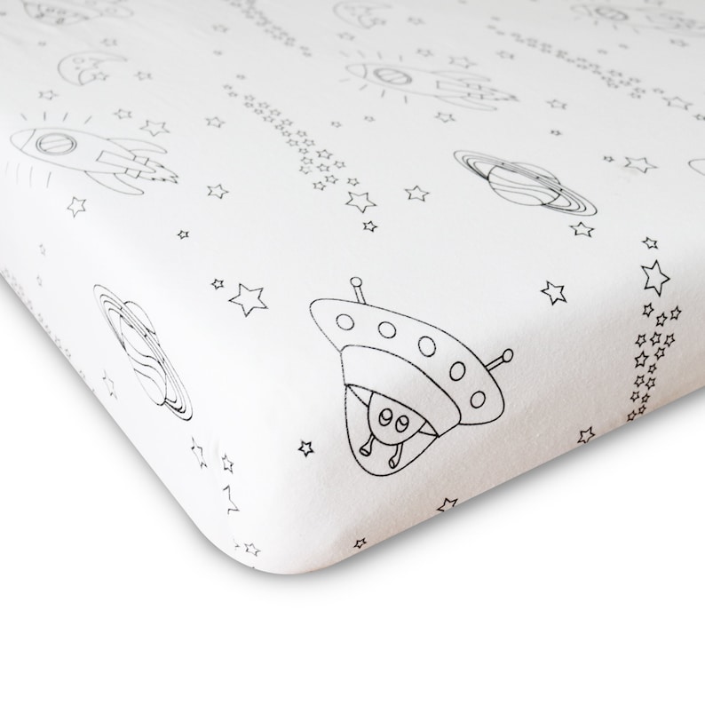 Outer Space - Pack of 1 Organic Baby Crib Fitted Sheet (B&W) - Etsy