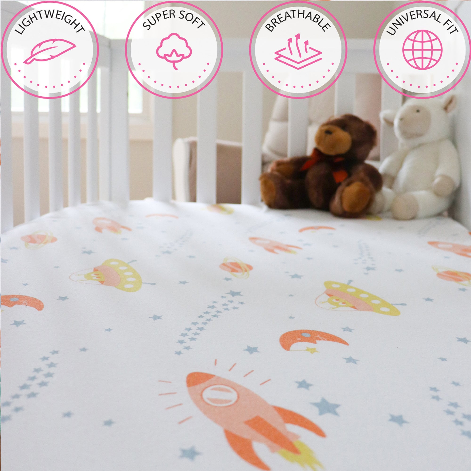 Outer Space Crib Sheet, Crib Sheets, Sheets for Baby, Toddler Sheets ...