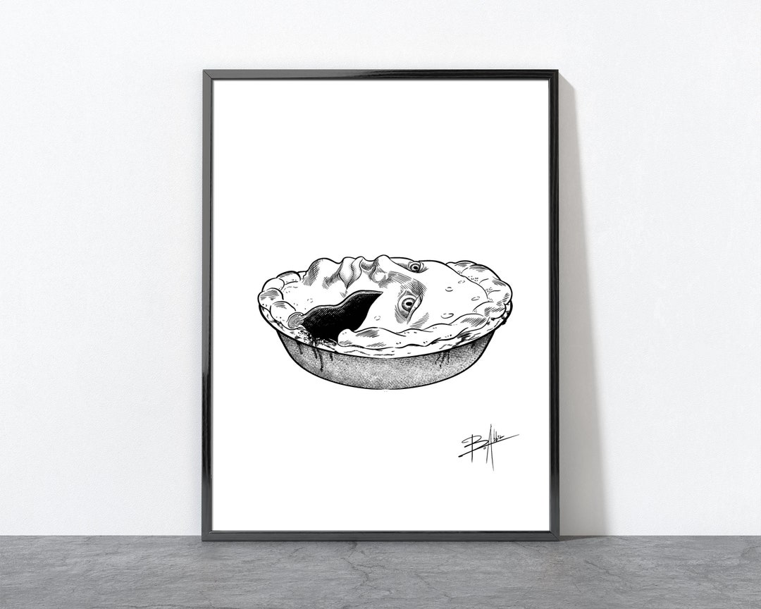 Surreal Sad Pie Face Illustration Poster Art Print - Etsy