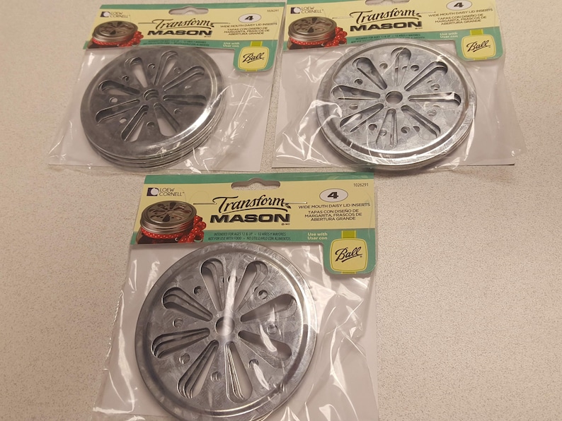 12 DAISY LID INSERTS Transform Mason Canning Jar Wide Mouth Potpourri ...