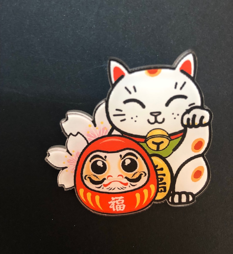 Red Kawaii Japan Traditional Maneki Neko Daruma Lucky Cat | Etsy