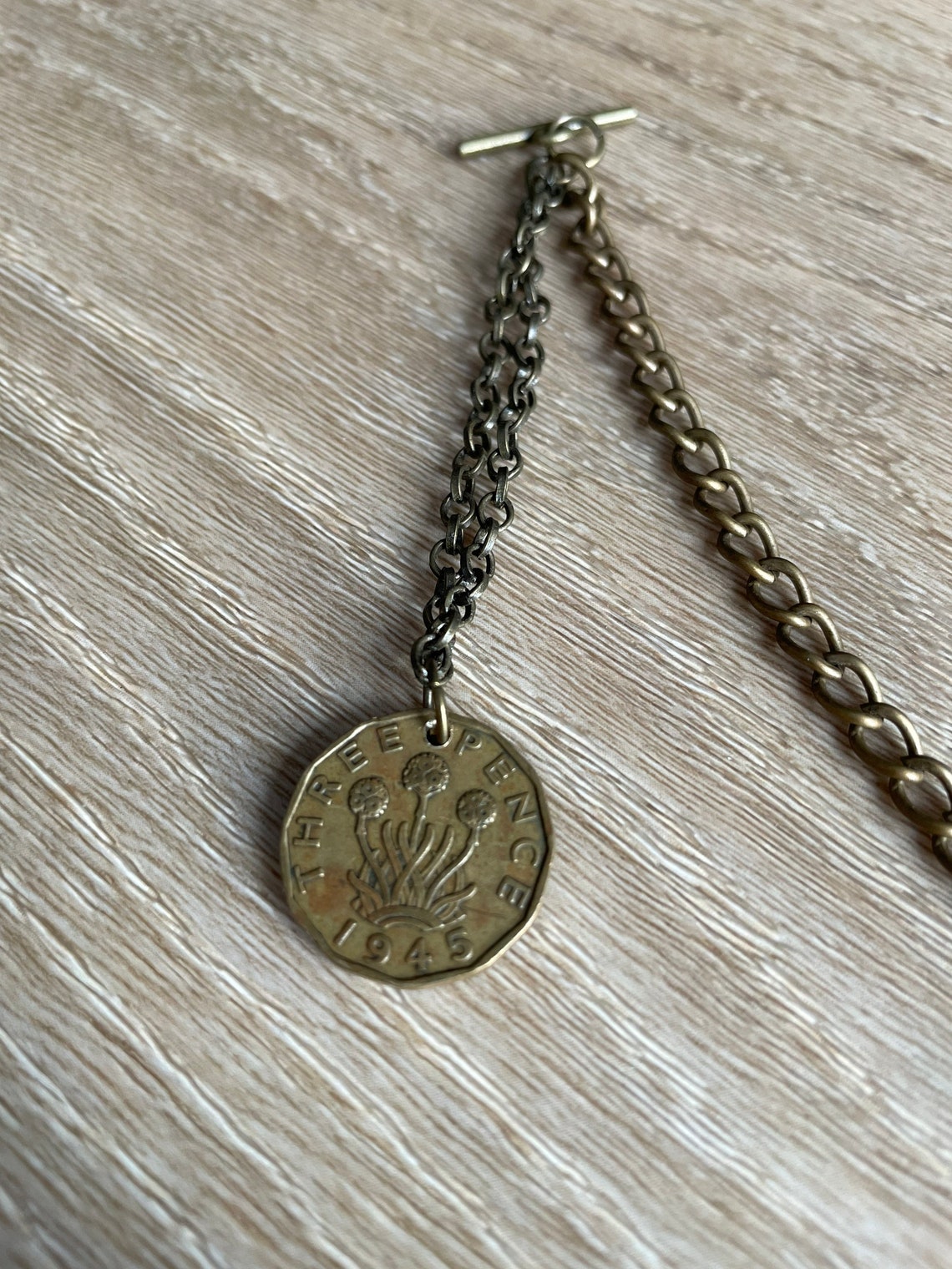 English Three Pence Pocket Watch Chain - Etsy