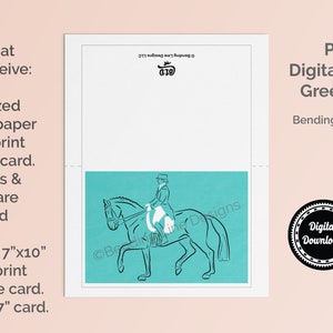 Printable Aquamarine Dressage Card, Equestrian Notecard, Digital ...