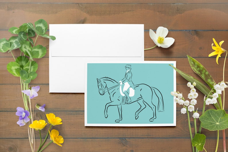 Printable Aquamarine Dressage Card, Equestrian Notecard, Digital ...