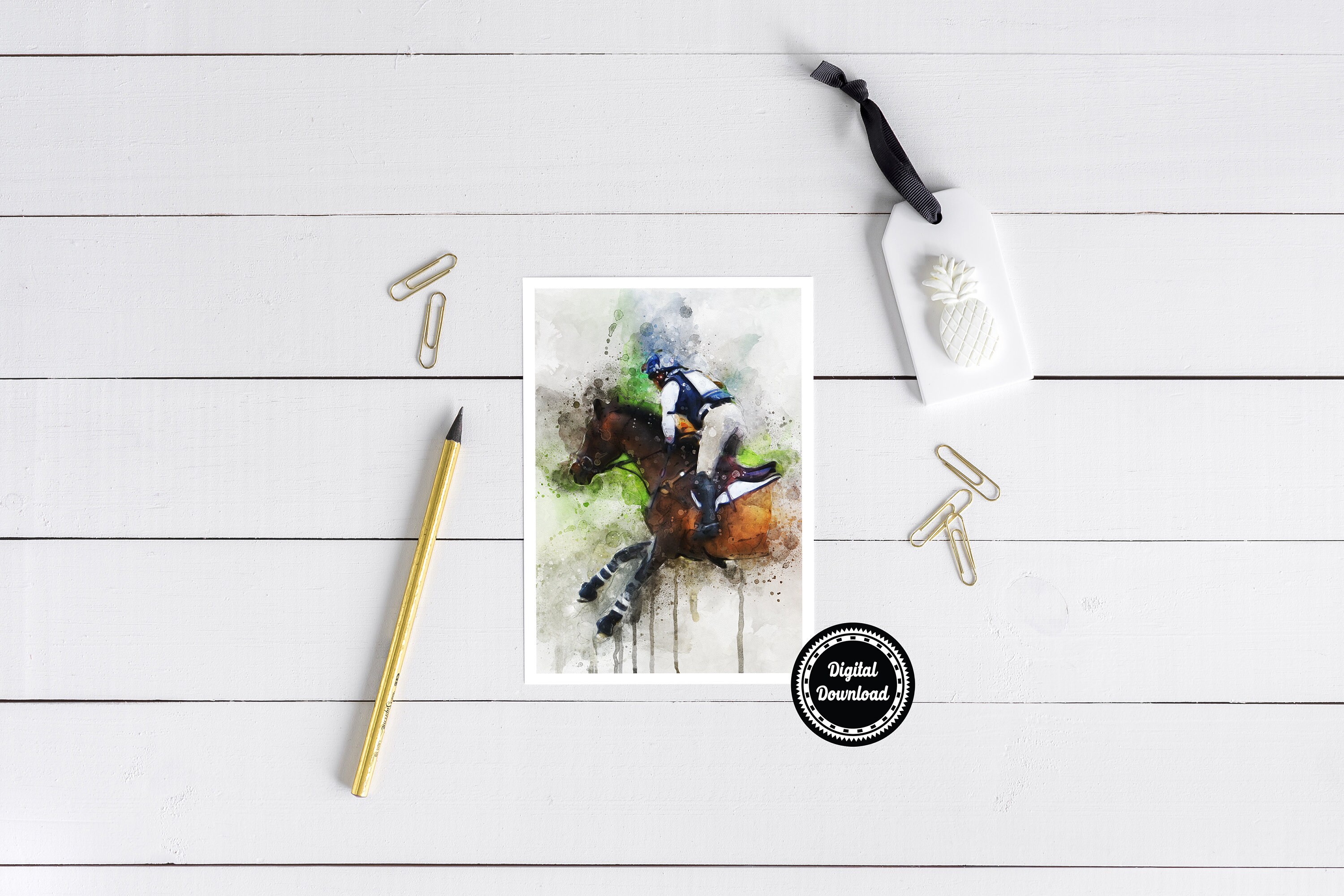 Printable Cross Country Horse Card, Equestrian Notecard, Digital ...