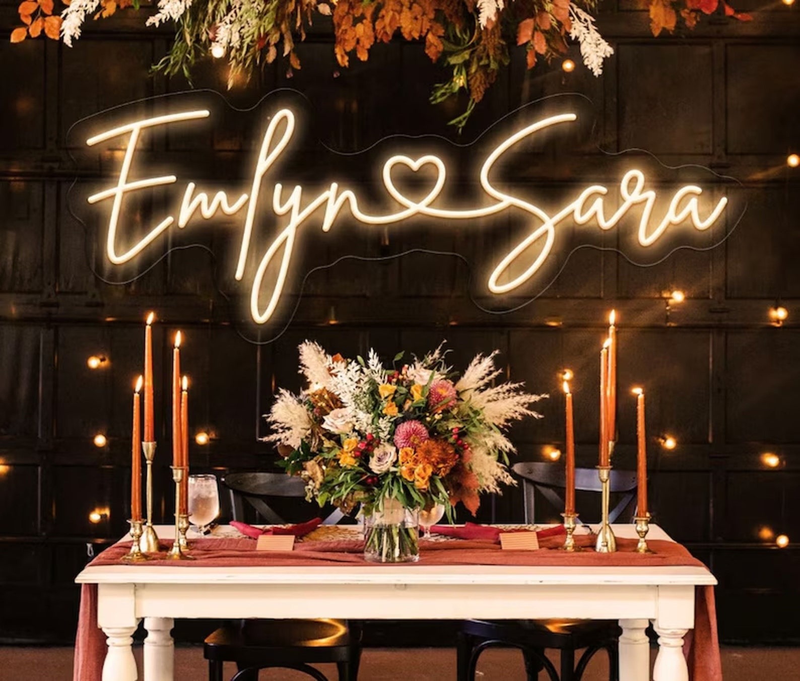 Neon Sign Custom Wedding, Neon Sign Custom Name, Rustic Name Neon Sign ...