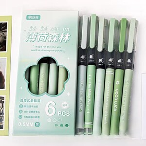 6pcs Straight Liquid Pen Set 0.5mm Black Ink Pens Smooth Writing Pens ...