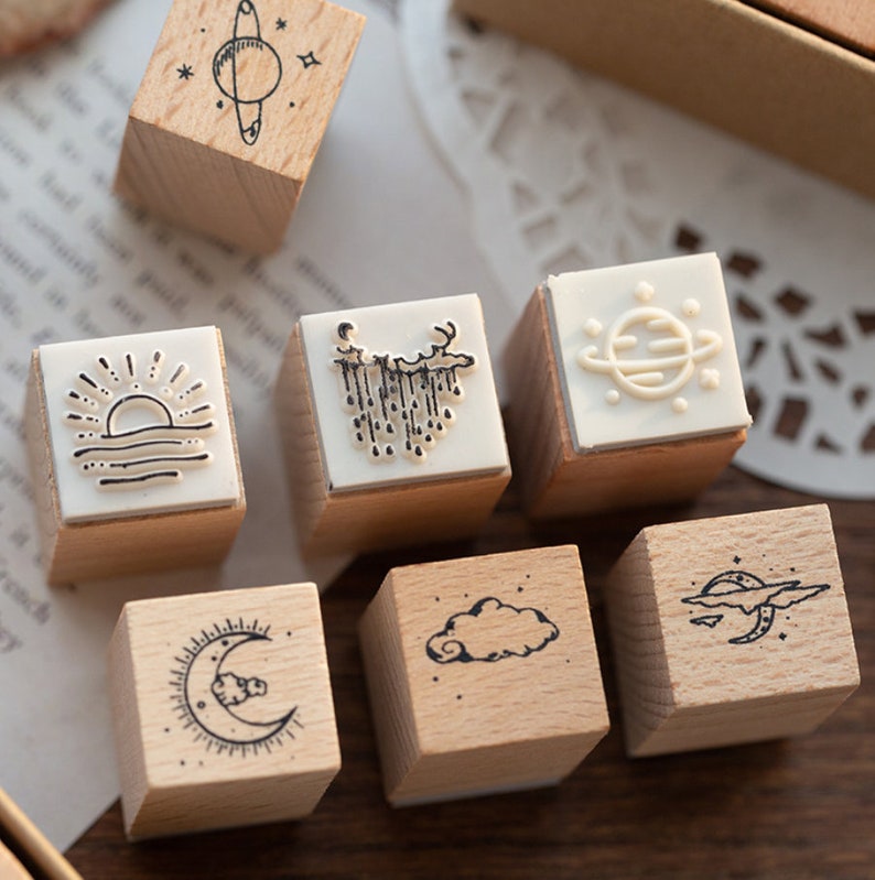 16pcs Galaxy Star Rubber Stamp Wooden Stamp Set | Etsy