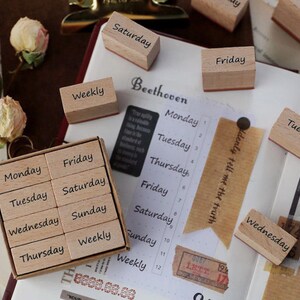 Month & Week Stamp Wooden Stamp Set Bullet Journal - Etsy