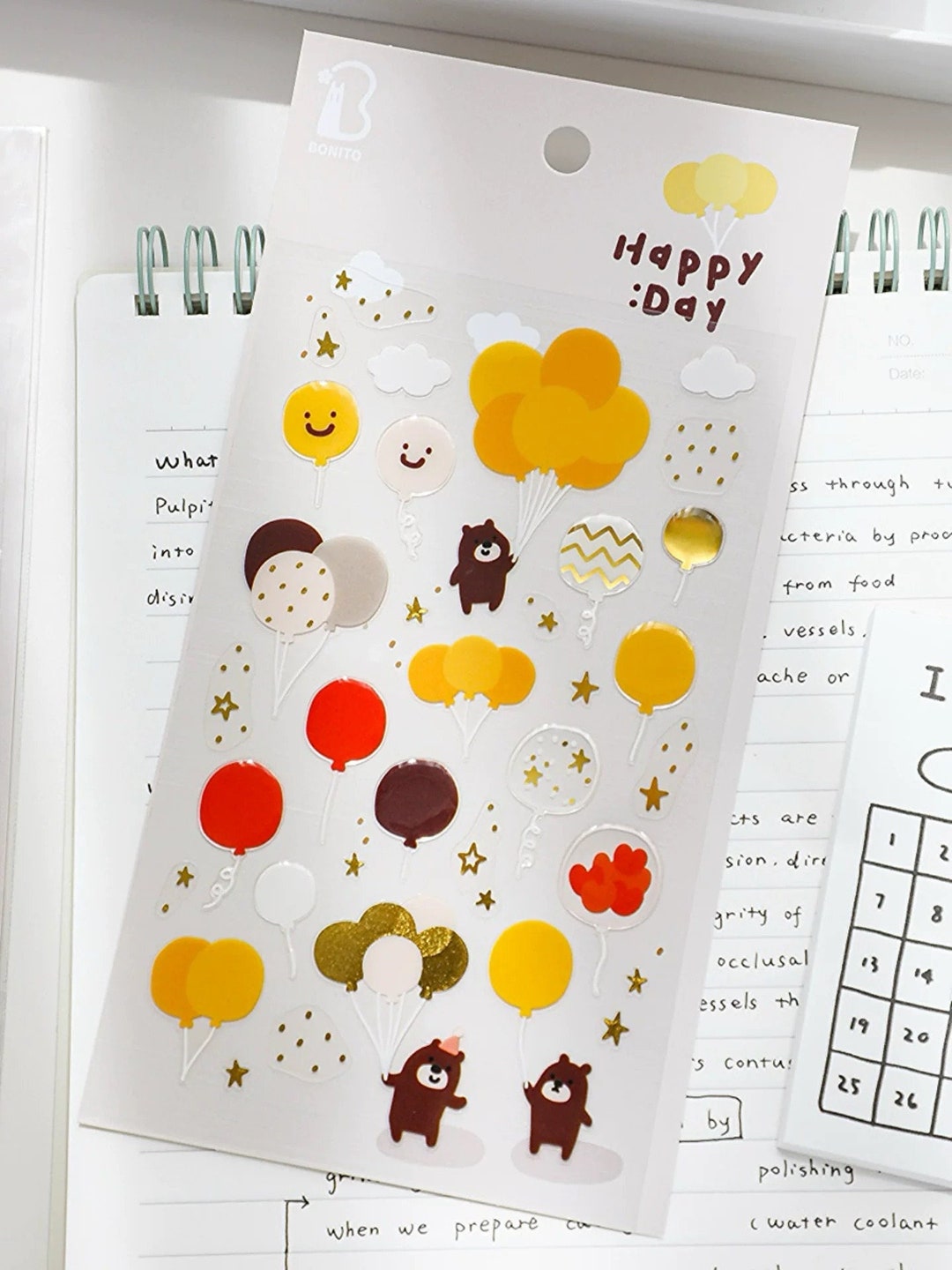BONITO Korean Cute Happy Day Cookies Bear Stickers | Kawaii Planner ...