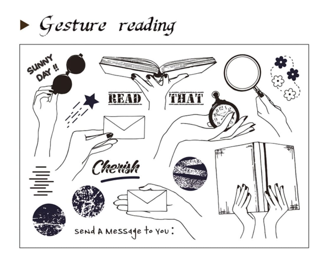 Gesture Reading Silicone Stamp Transparent Clear Stamp Set Scrapbooking ...