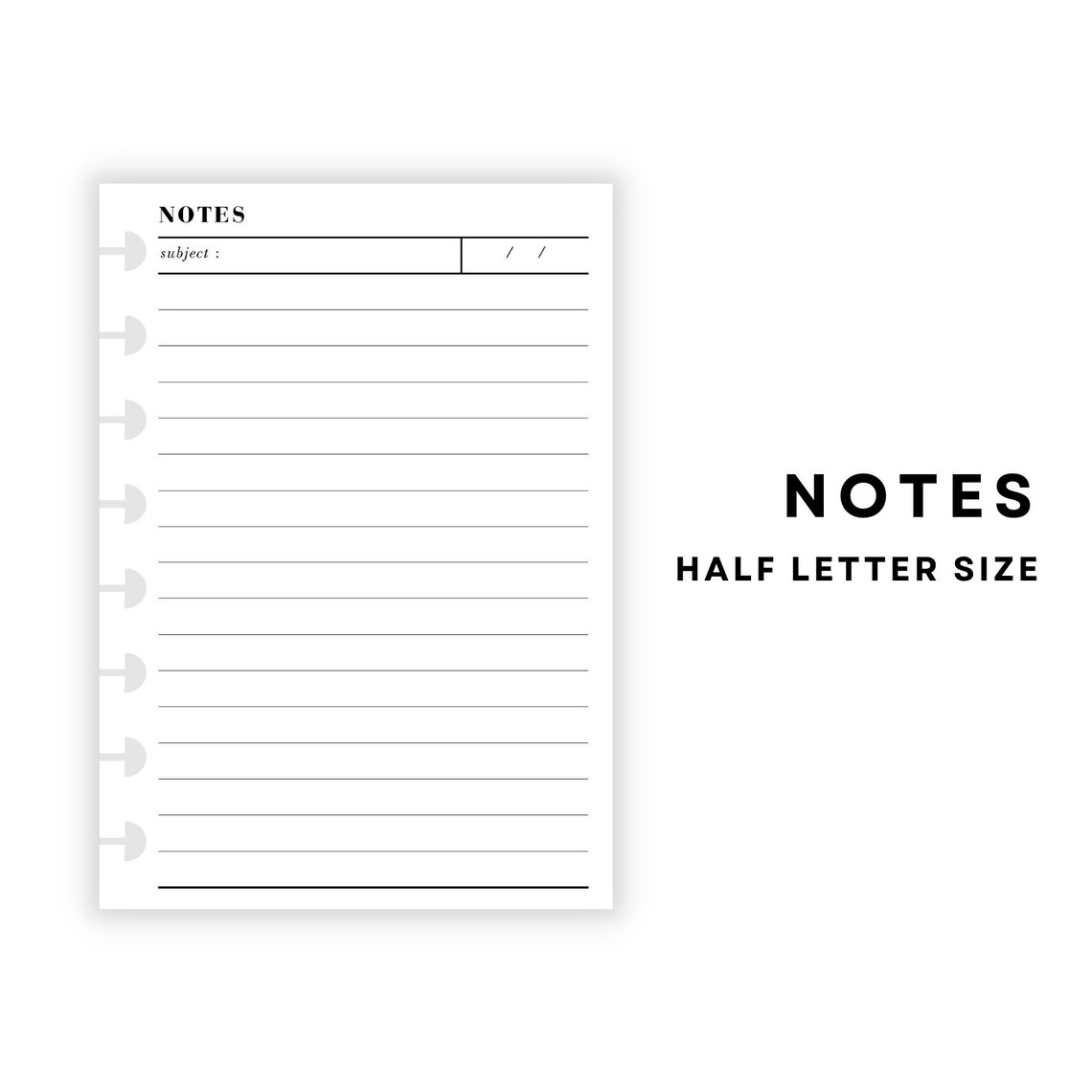 Printable Lined Notes Planner Inserts Half Letter Size - Etsy