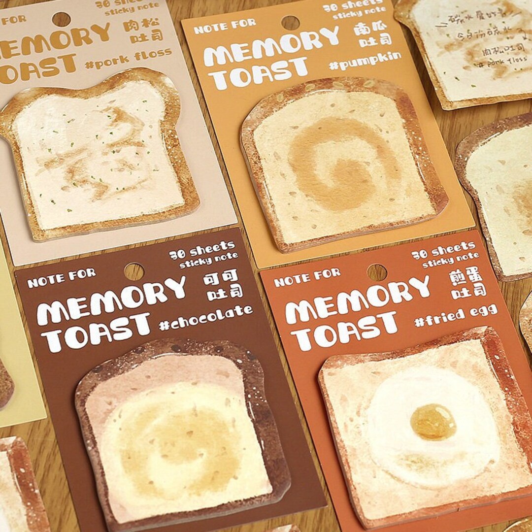 Cute Bread Toast Sticky Notes Food Kawaii Notepad Cute Memo Pad Planner ...