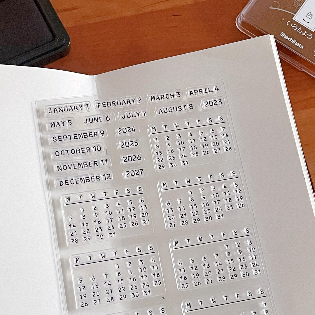 Month Calendar Clear Stamp Monthly Plan Date 2025 Transparent Rubber ...