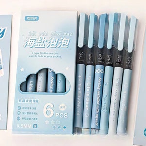 6pcs Straight Liquid Pen Set 0.5mm Black Ink Pens Smooth Writing Pens ...