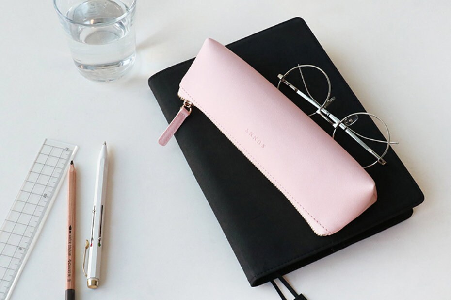 Minimalist Leather Pencil Case Cosmetic Bag Small Make up - Etsy Australia
