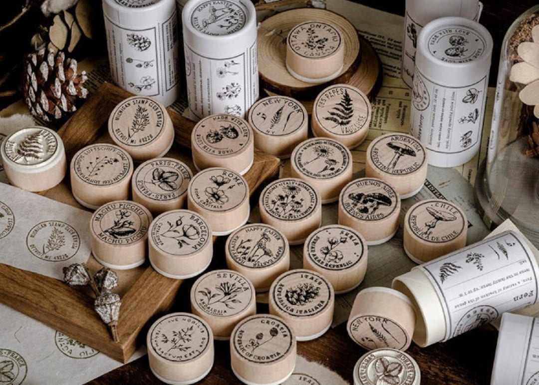 Circle Flower Stamp Wooden Stamp Set - Etsy