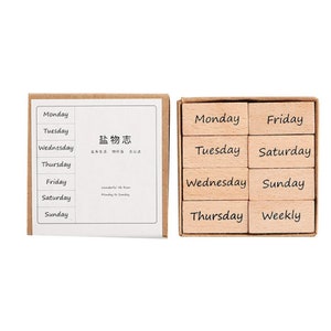 Month & Week Stamp Wooden Stamp Set Bullet Journal - Etsy