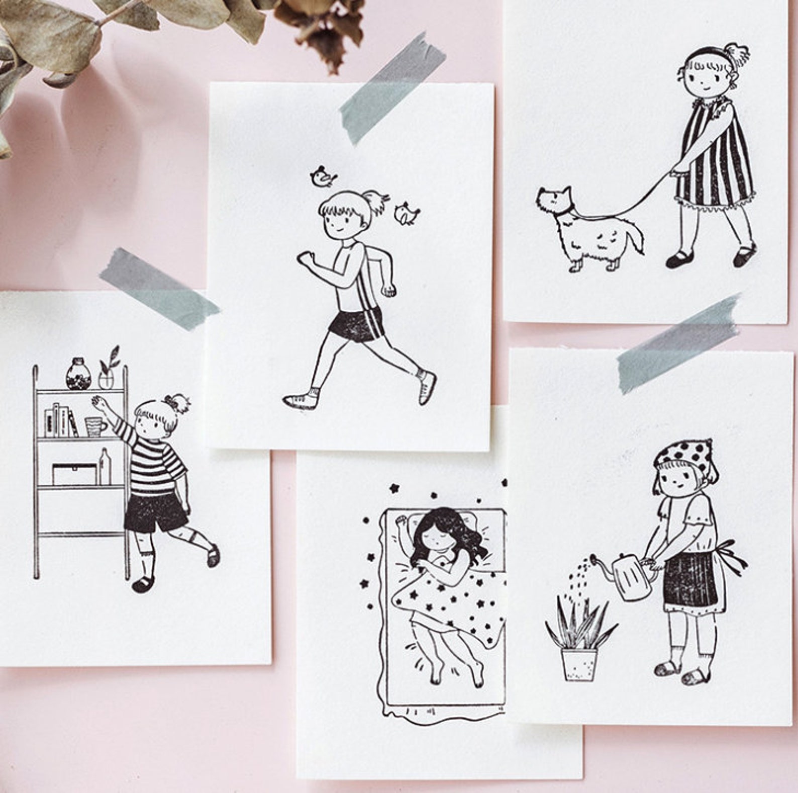 Drawing Rubber Stamp Wooden Stamp Set Scrapbooking Stamp - Etsy