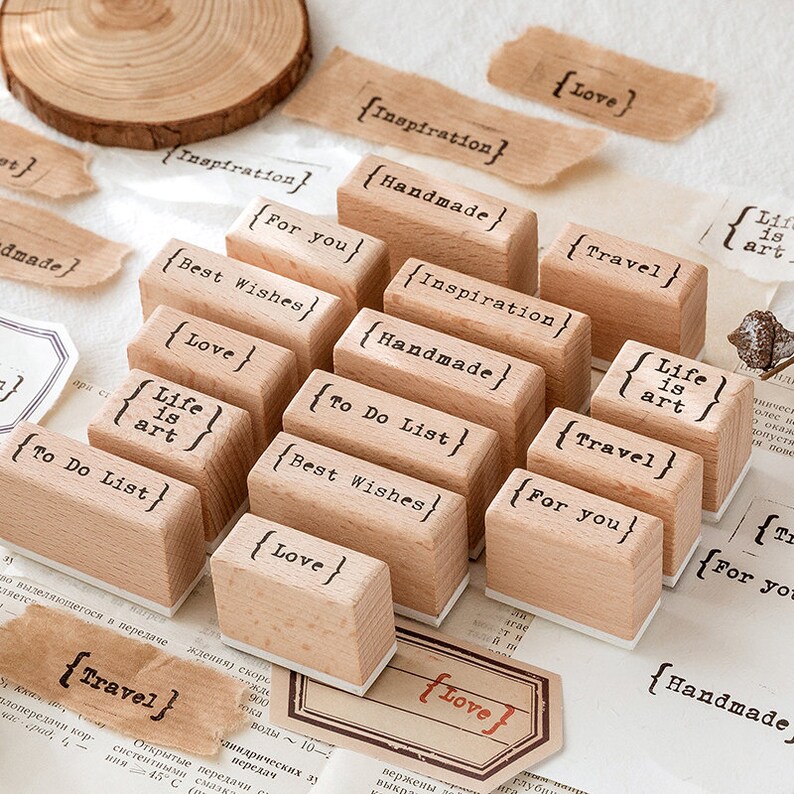 Small Life Phrase Stamp Wooden Stamp Set Scrapbooking | Etsy