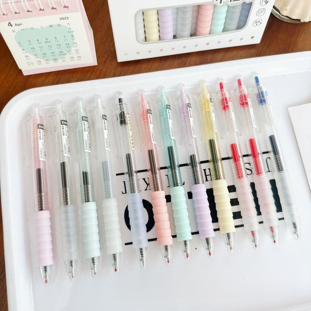 Morandi Gel Pens Set | Black Red Blue Ink | Retractable Gel Roller Pen ...