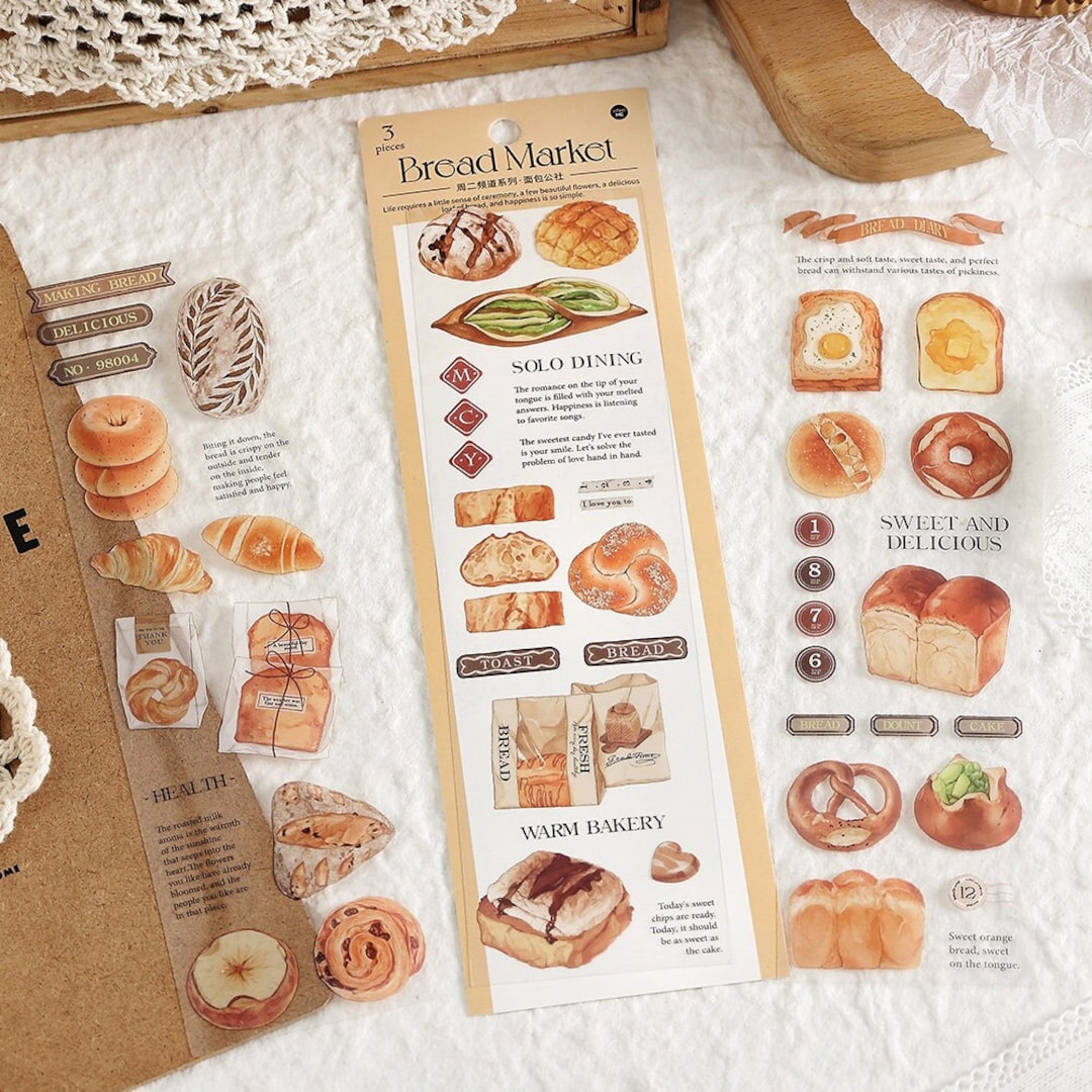 Handdrawn Food Sticker Pack | Coffee Bread Cake Cookie Food Stickers ...