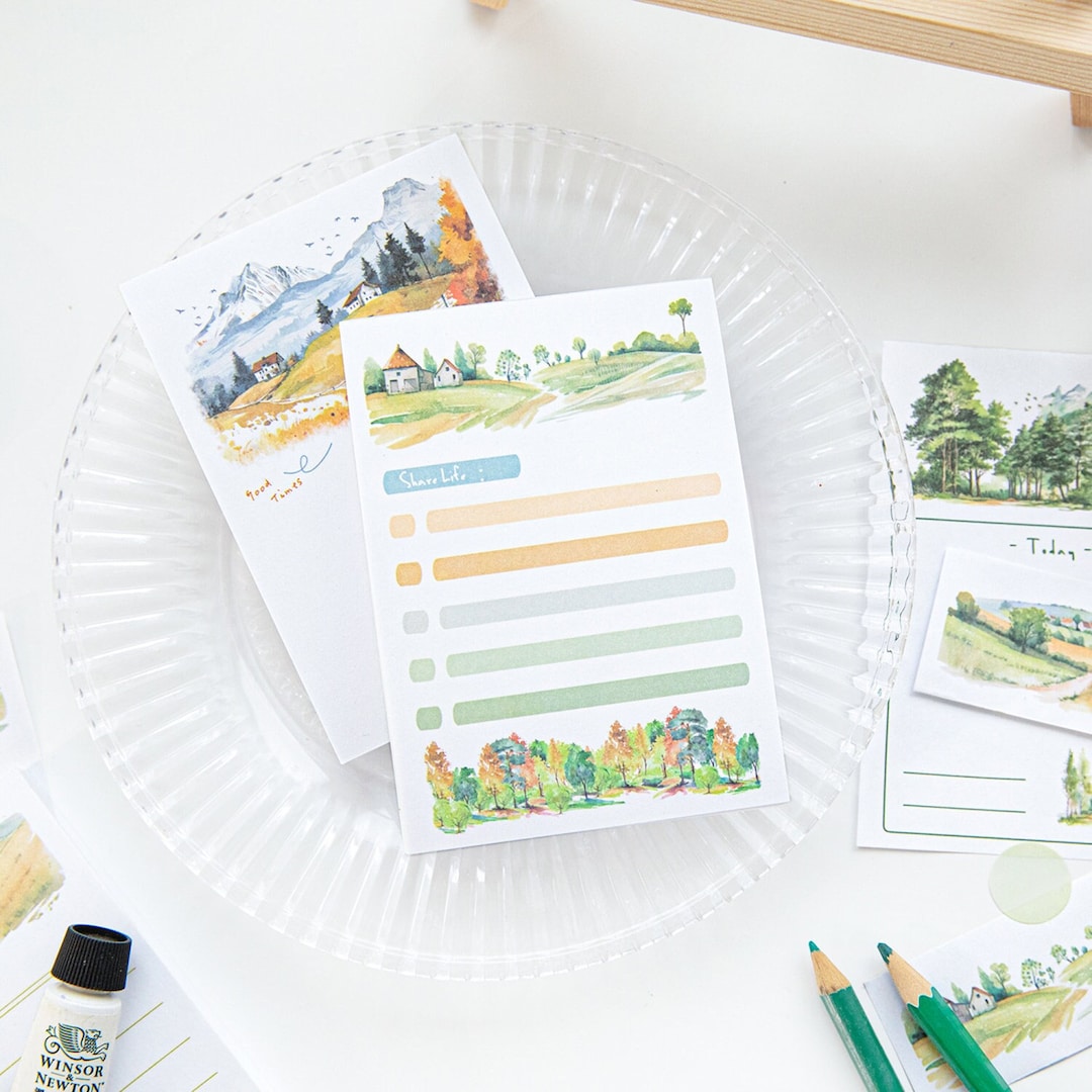 Forest Diary Notepad | Landscape Note Pad | Cute Memo Pad | Planner ...