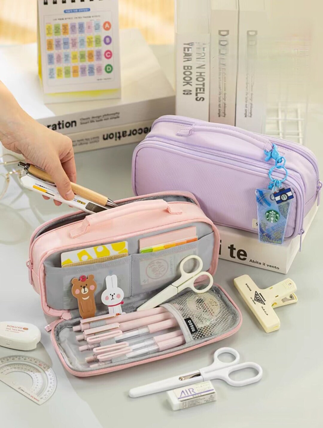 Simplicity Double Layer Large Capacity Pencil Case School Supplies for ...