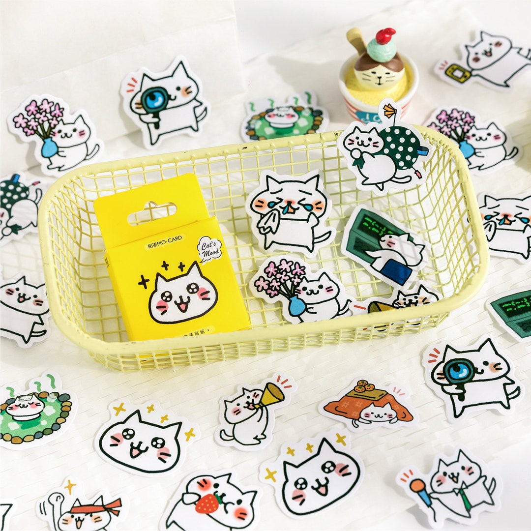 45pcs Cute Cat Sticker Pack / Junk Journal Stickers / Planner Sticker ...