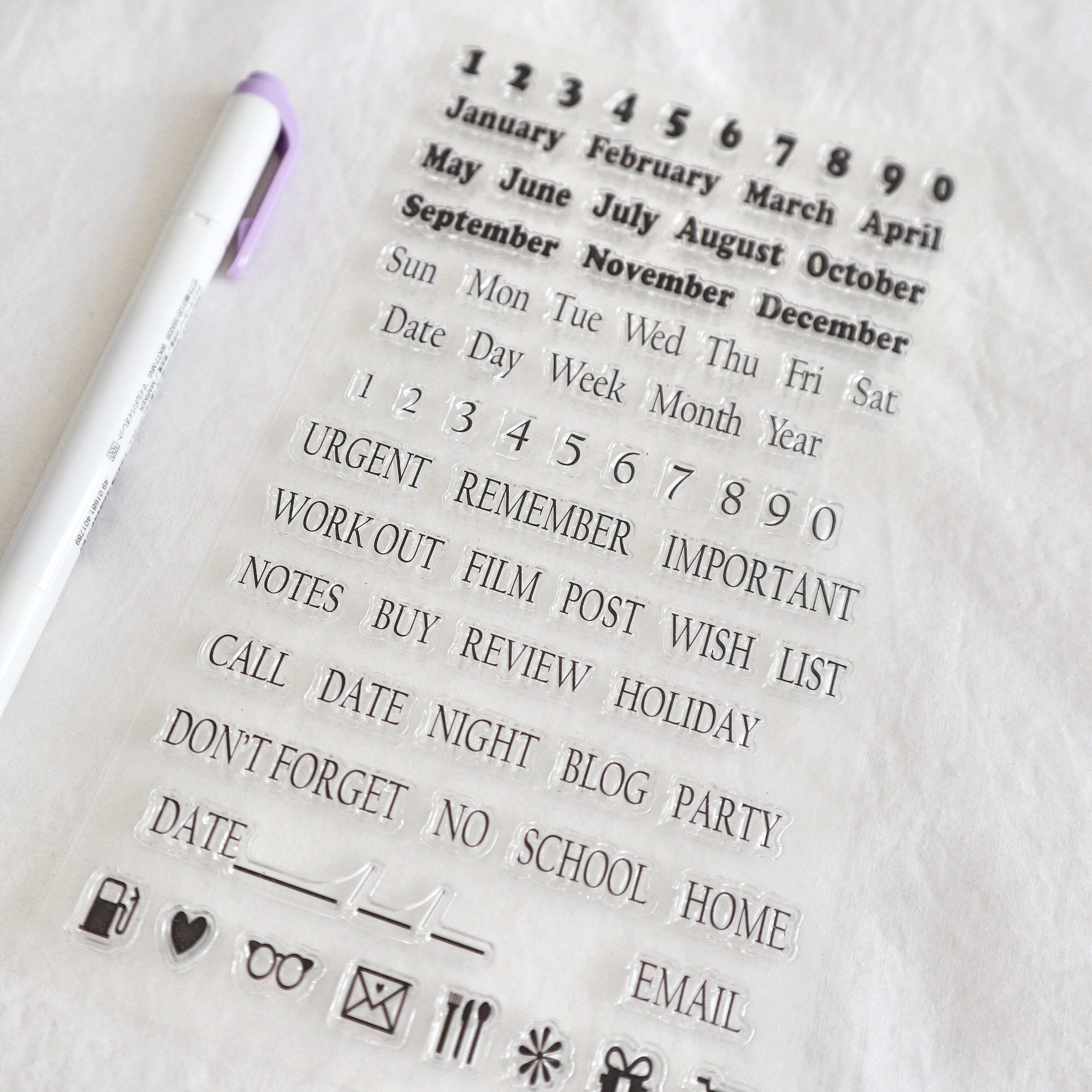 Calendar Rubber Stamp Transparent Clear Stamp Set - Etsy