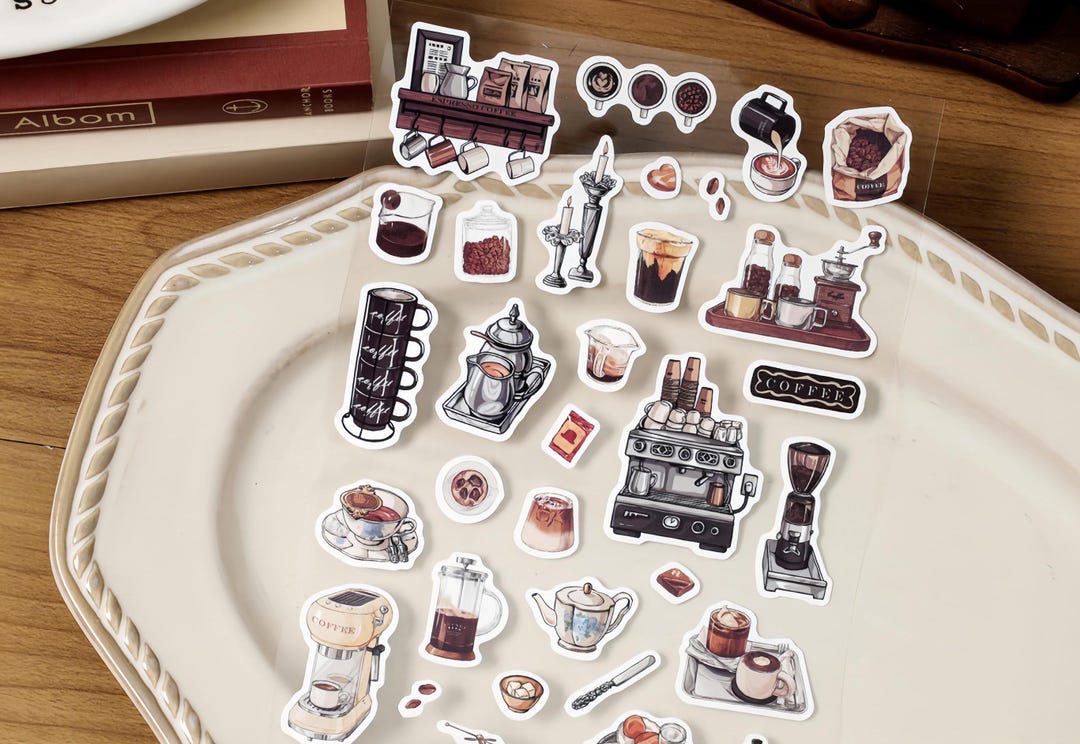 Time Collection Vintage Goods Aesthetics Sticker Sheet｜coffee Plant ...
