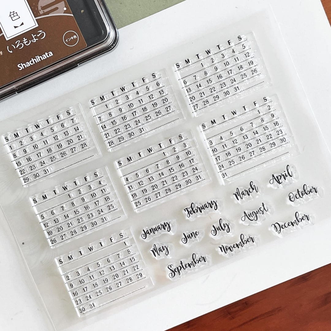 Month Calendar Clear Stamp | Monthly Plan Date 2025 Transparent Rubber ...