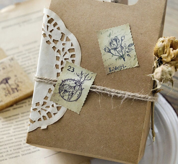 46pcs Vintage Forest Stamp Sticker Pack / Junk Journal / | Etsy