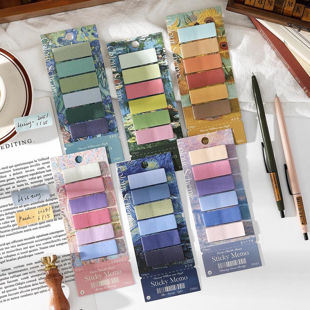 120pcs Oil Painting Color Page Flags | Writable Sticky Book Index Tabs ...
