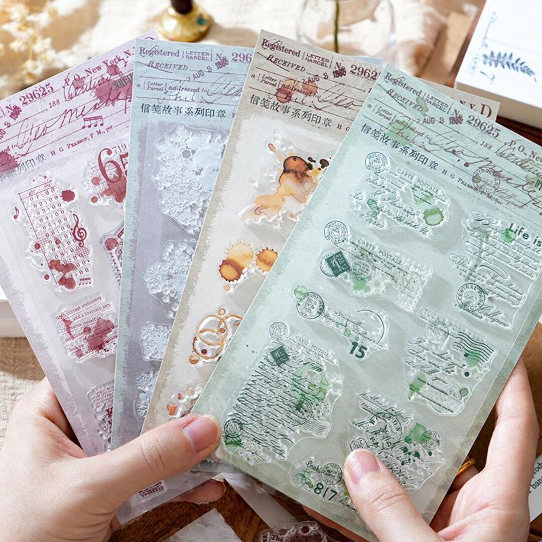 Retro Silicone Clear Stamp | Snow Flakes Coffee Stains Transparent ...