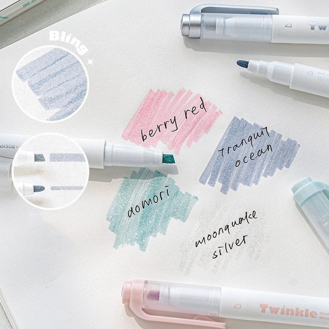 Cream Morandi Color Highlighter Pen｜glittering Twinkle Highlighter ...