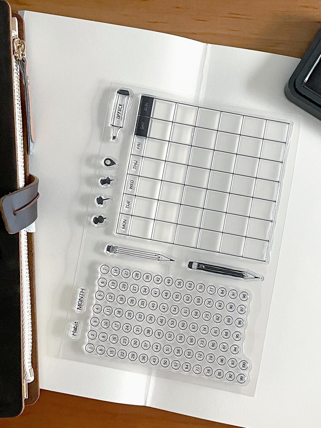 Habit Tracker Calendar Clear Stamp Monthly Plan Transparent Rubber ...