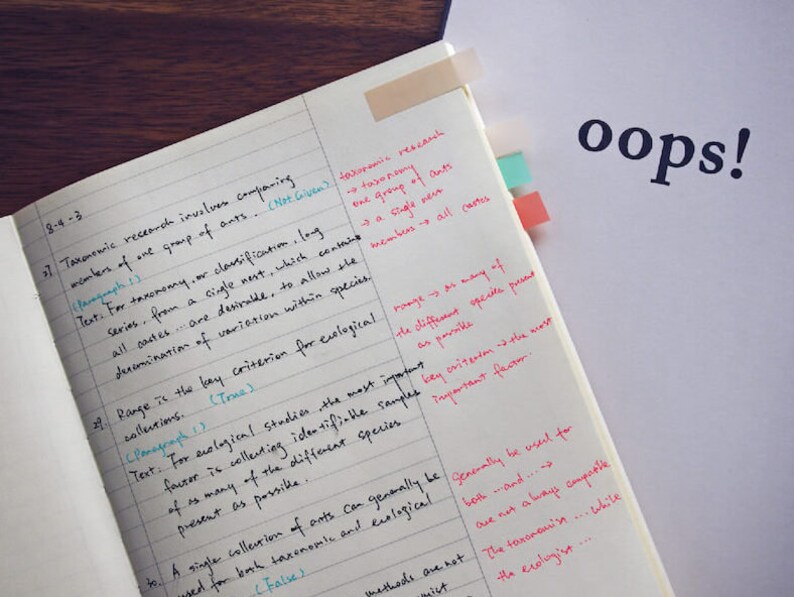 Oops Error Correcting Notebook Cornell Notebook Journal | Etsy