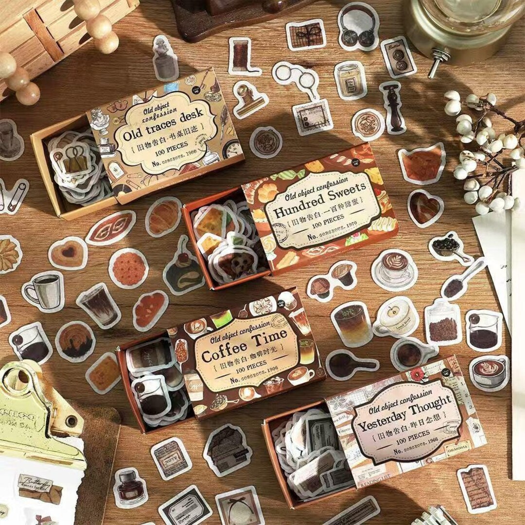 100pcs Coffee Sticker Pack Coffee Dessert Label Life Stickers Junk ...