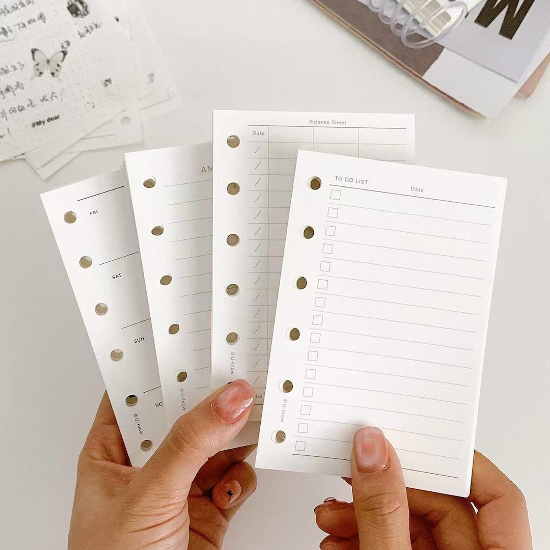 A7 Planner Inserts | 6 Ring Binder | Blank Grided Weekly Daily Monthly ...