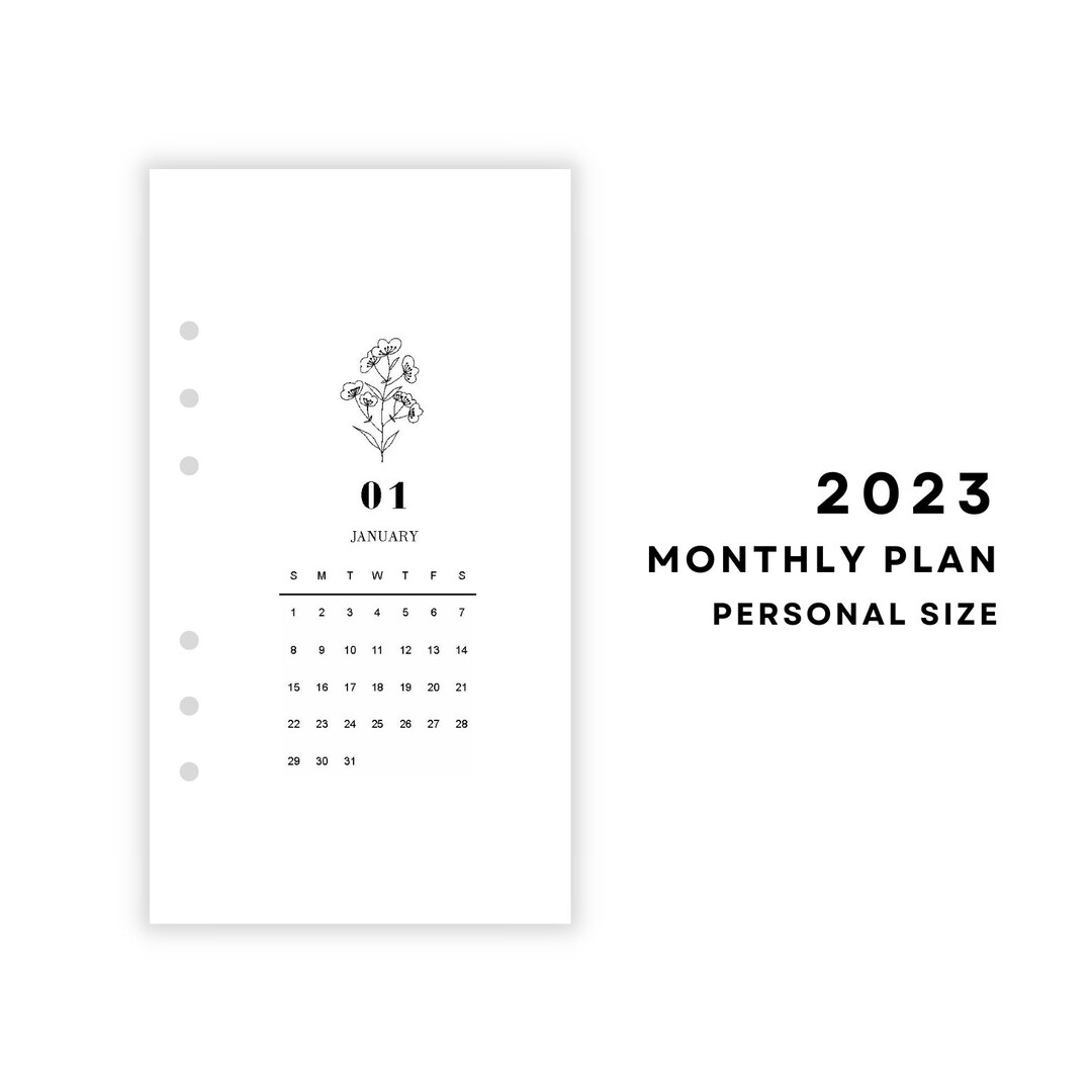 Printable 2023 Monthly Plan Planner Inserts Personal Size Etsy Printable 2023 Monthly Plan Planner Inserts Personal Size Etsy