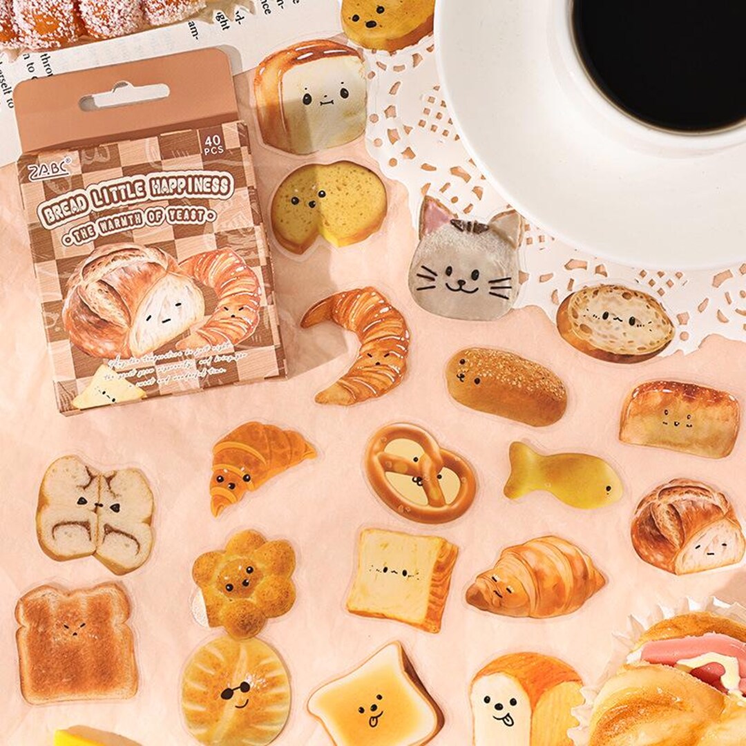 Cute Bread PET Sticker Pack | Bread Toast Bagel Stickers | Planner ...