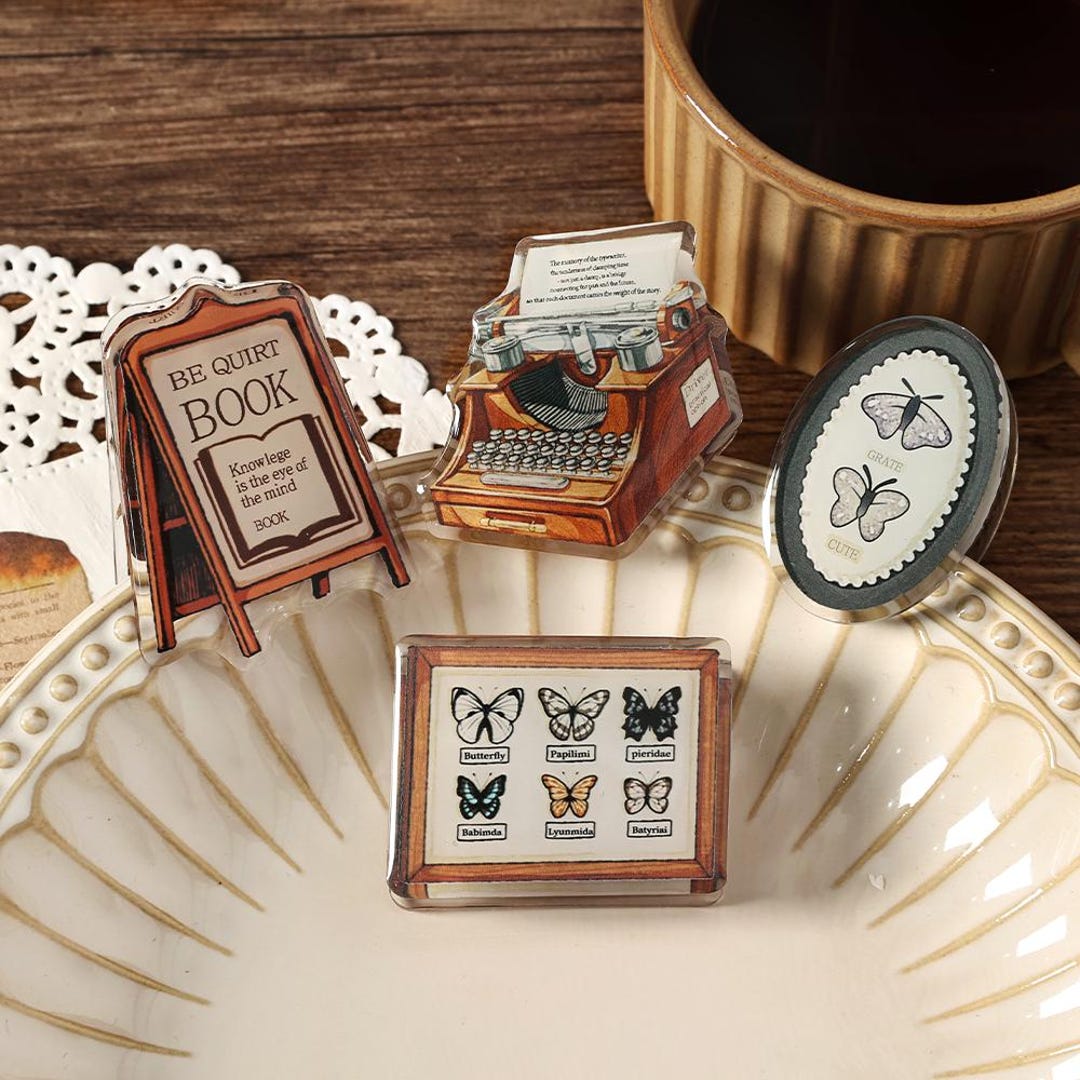 Retro Typewriter Butterfly Book Acrylic Journal Clips | Strong Paper ...