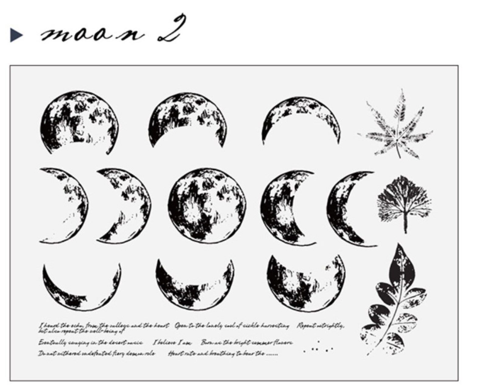 Moon Phase Rubber Stamp Scrapbooking Stamp Planner Stamp - Etsy