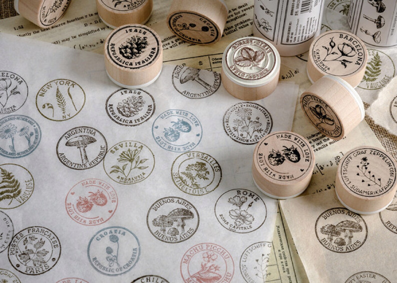 Circle Flower Stamp Wooden Stamp Set Bullet Journal - Etsy