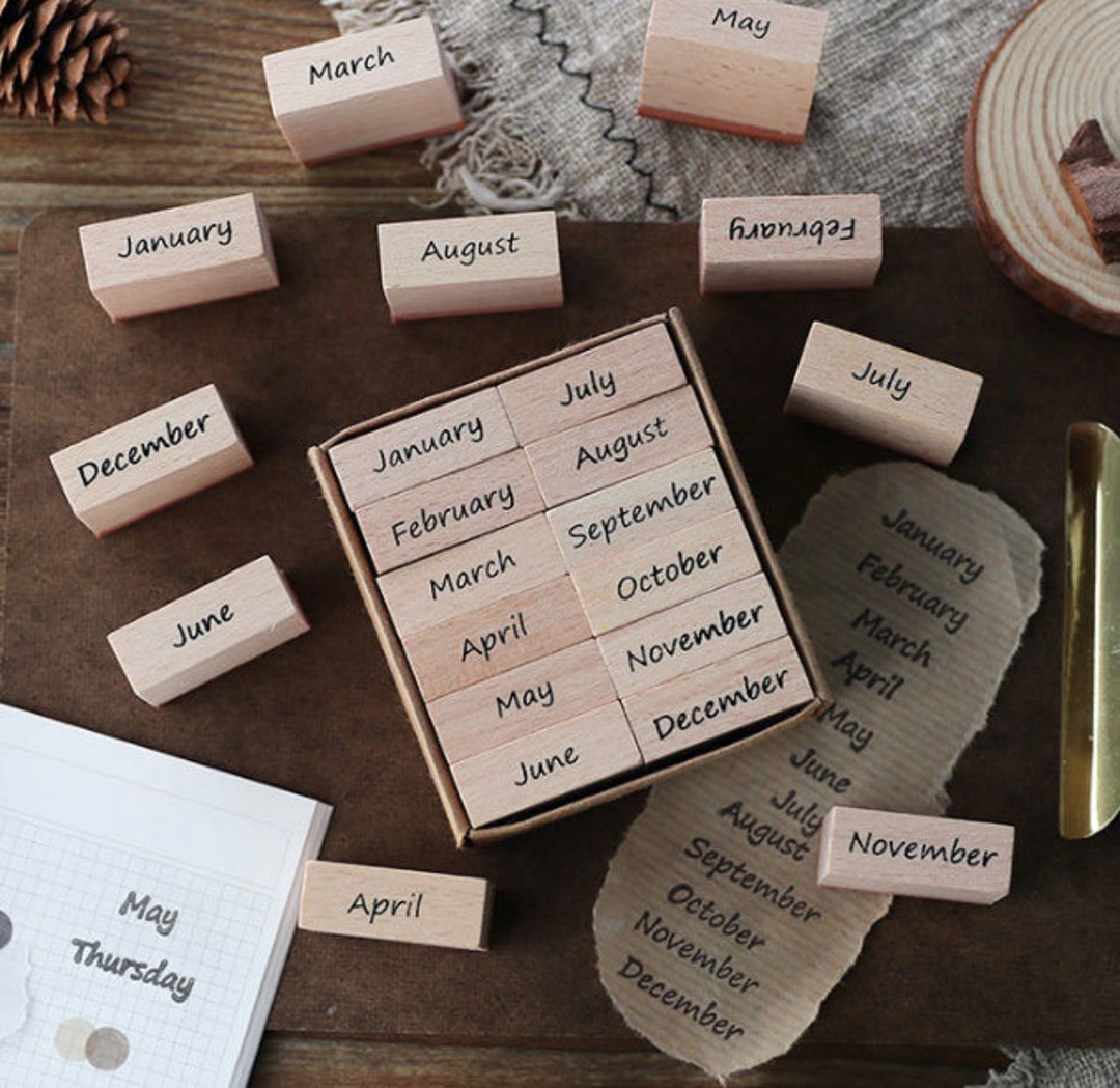 Month & Week Stamp Wooden Stamp Set Bullet Journal - Etsy